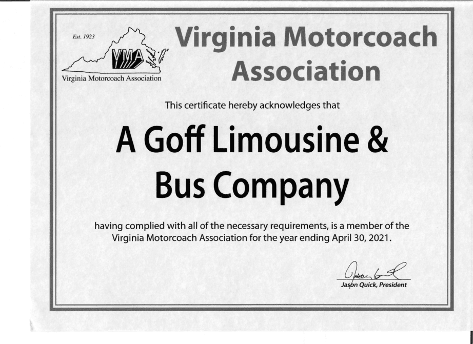 VMA-Certificate – A Goff